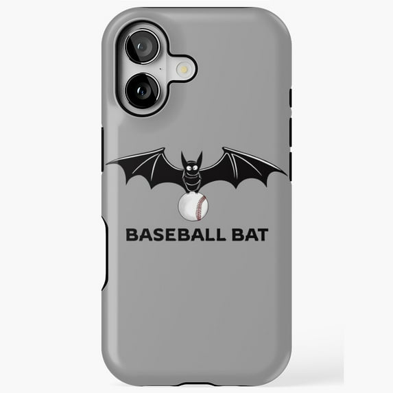 Cute Bat Catching Baseball Ball Cartoon Funny Illustration with iPhone ...