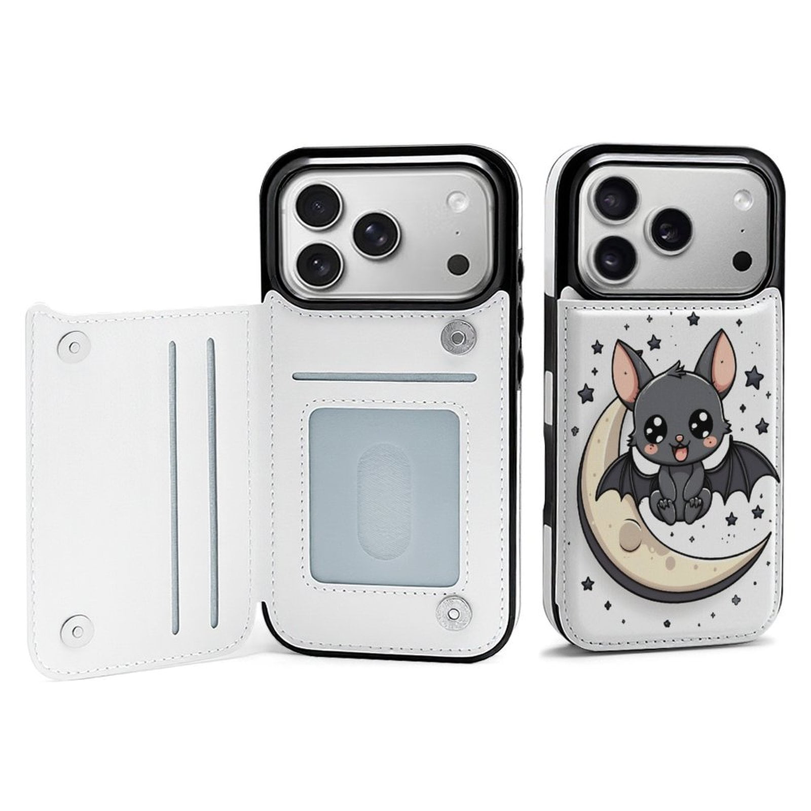 Cute Bat Moon Night Sky Leather Wallet Case for iPhone 14 Plus Wallet ...