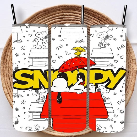 Cute Beagle Dog with Red Doghouse Tumbler Wrap PNG, Cartoon Style 20oz ...