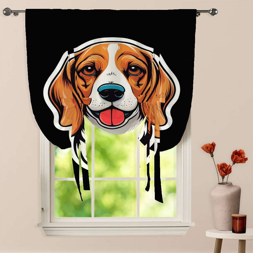 Cute Beagle Face Window Curtain for Living Room Roman Curtain Kitchen ...