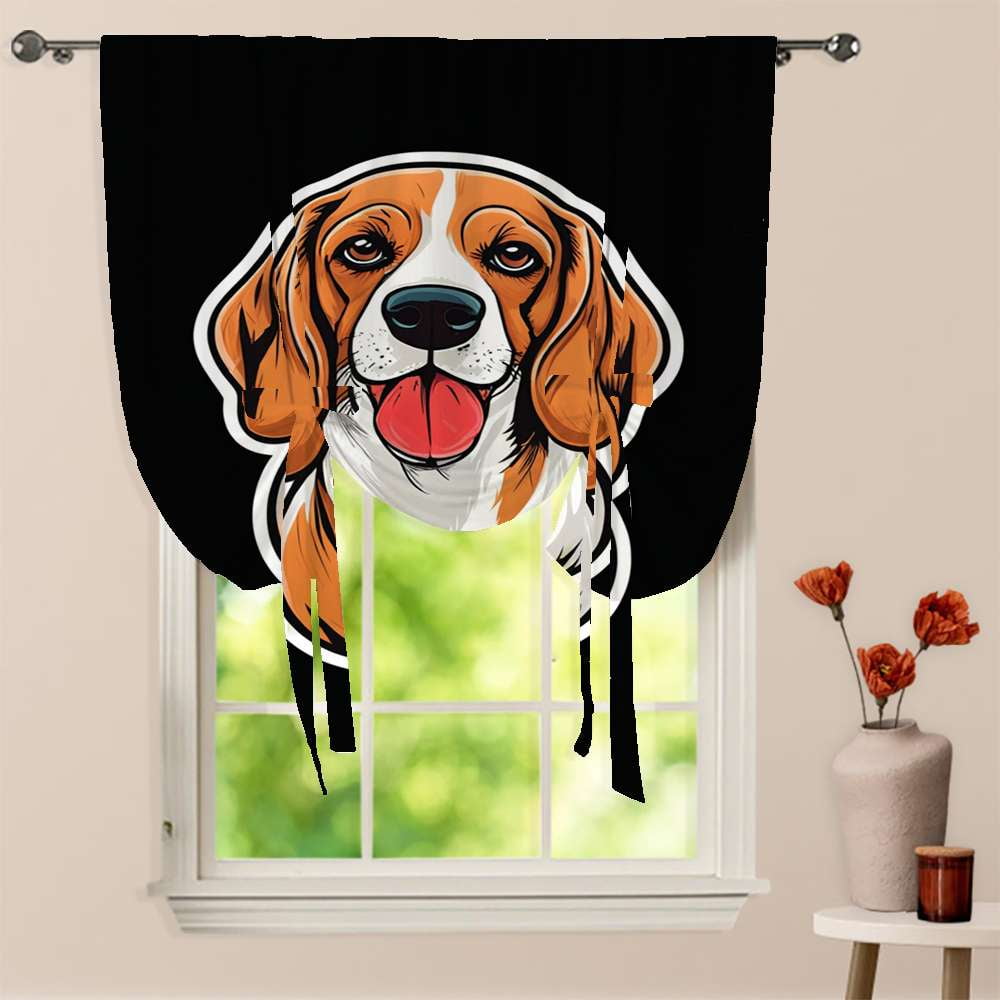 Cute Beagle Face Window Curtain for Living Room Roman Curtain Kitchen ...