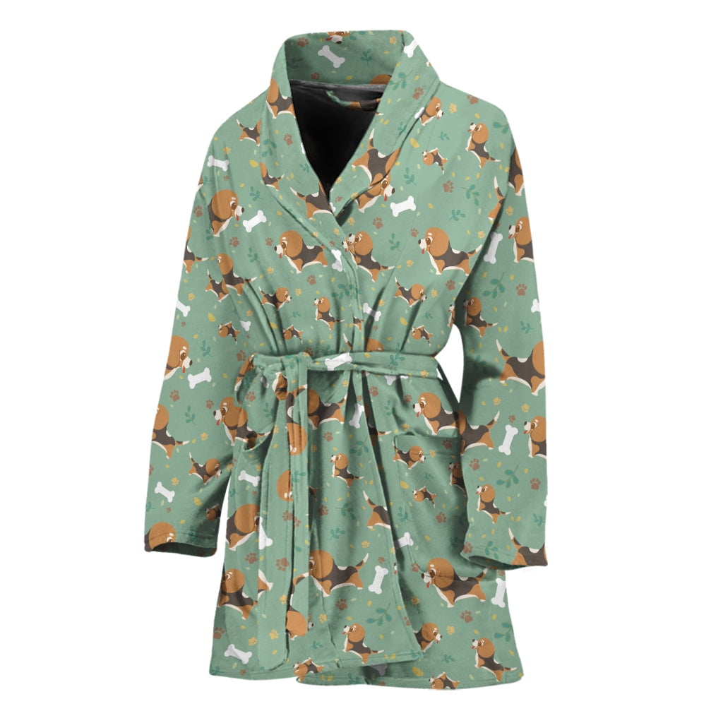 Cute Beagle Puppy Pattern Women Bathrobe One Size Univeral Fits, Dog ...