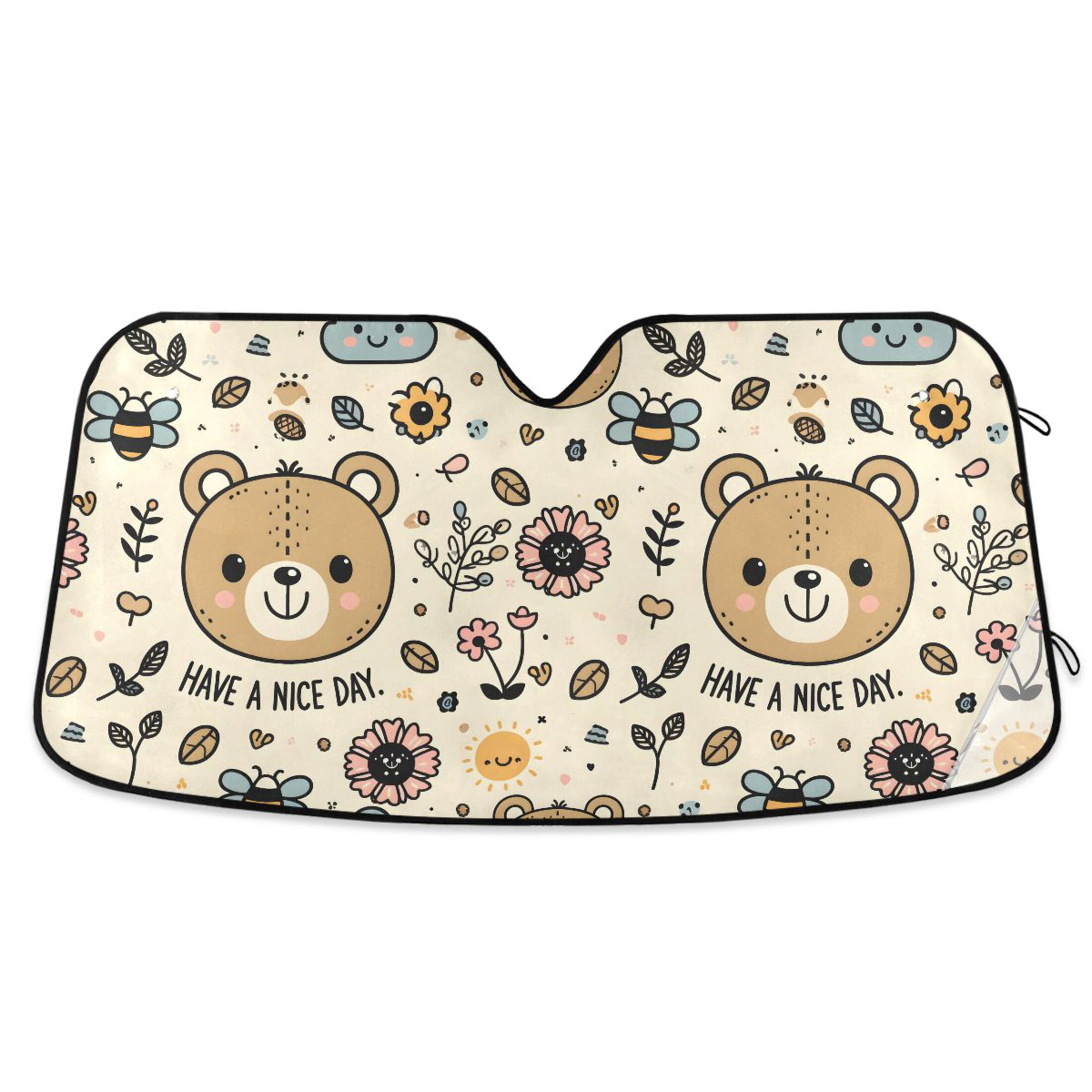 Cute Bear Bee Flower Cloud Car Windshield Sun Shade Foldable Car Front ...