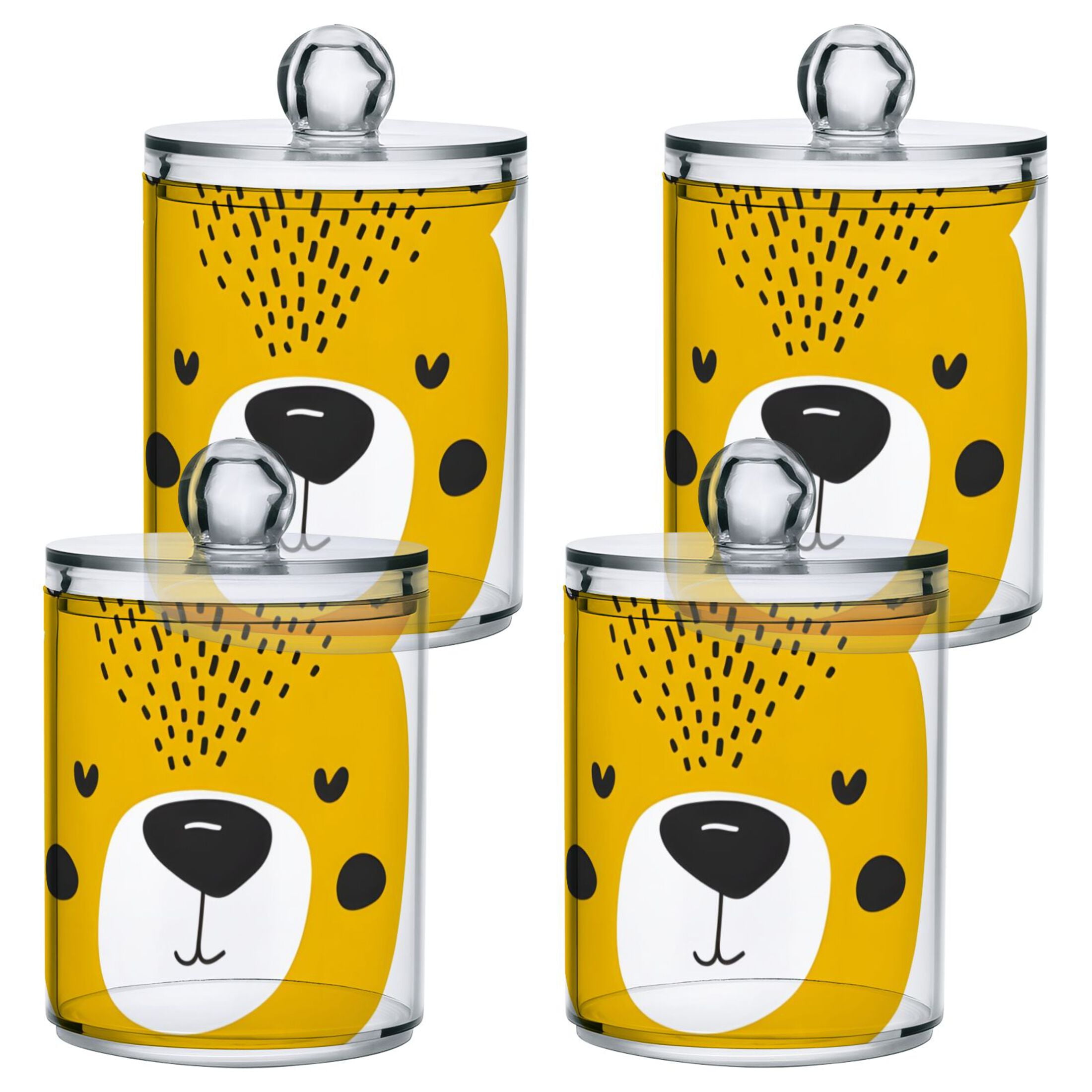 Cute Bear Bee Leaves Doddle Style Translucent Plastic Cans Storage ...