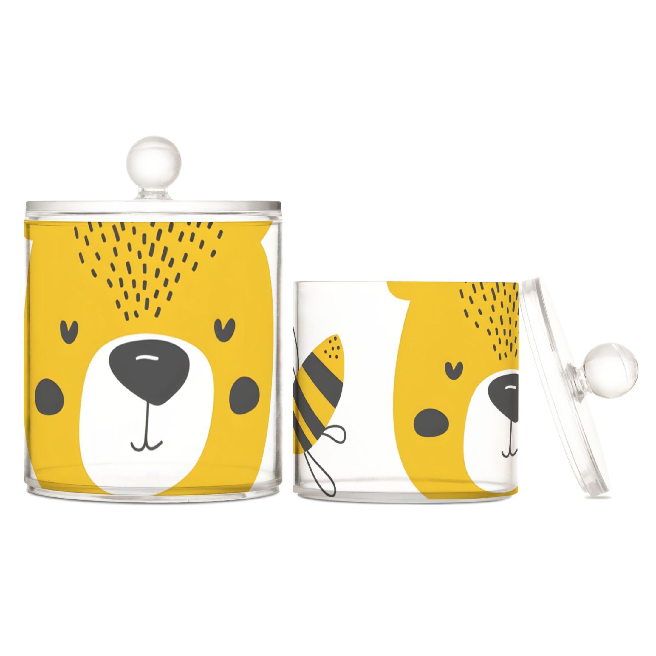 Cute Bear Bee Leaves Doddle Style Translucent Plastic Cans Storage ...