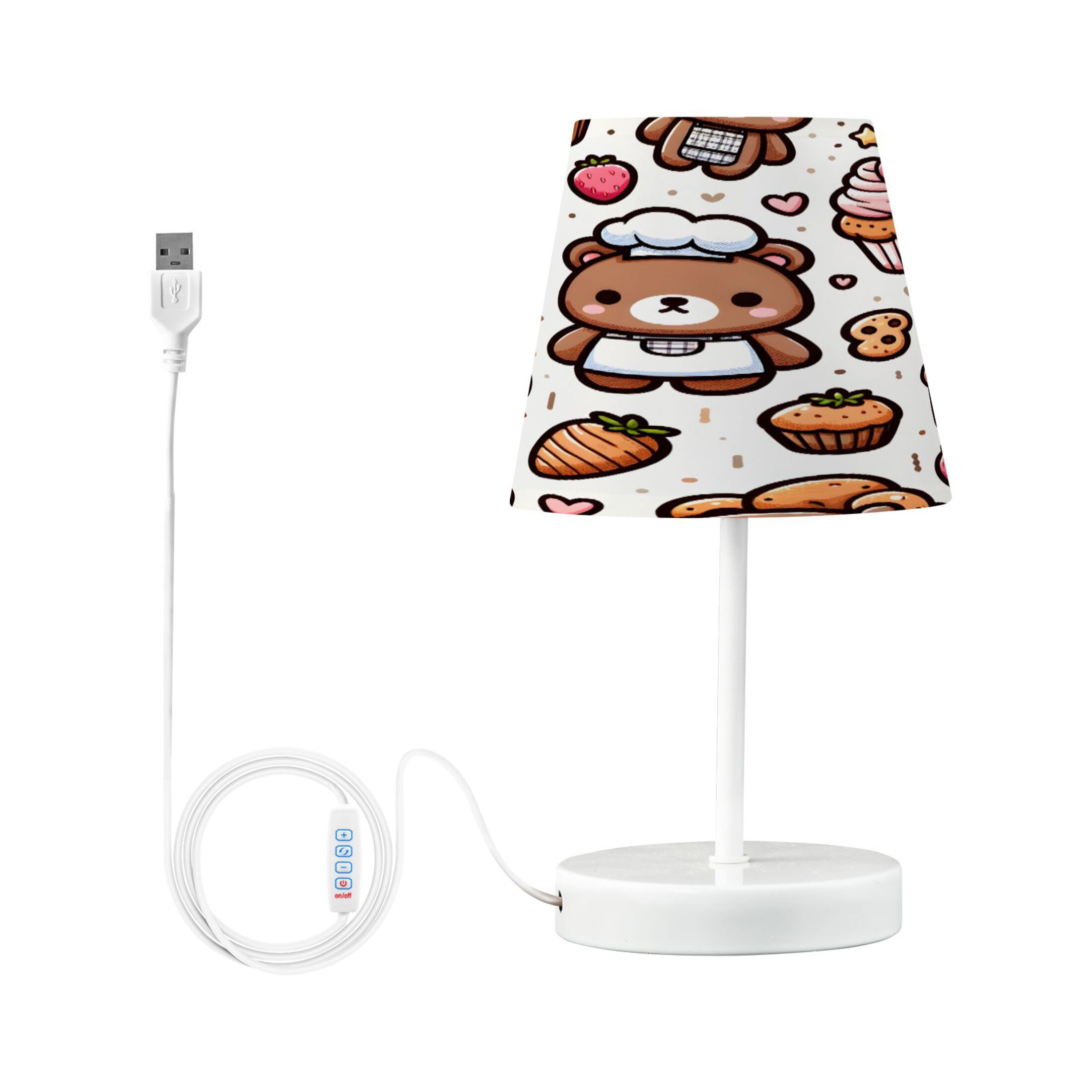 Cute Bear Chef with Bread Desk Lamp LED Table Nightstand Lamps with 3 ...