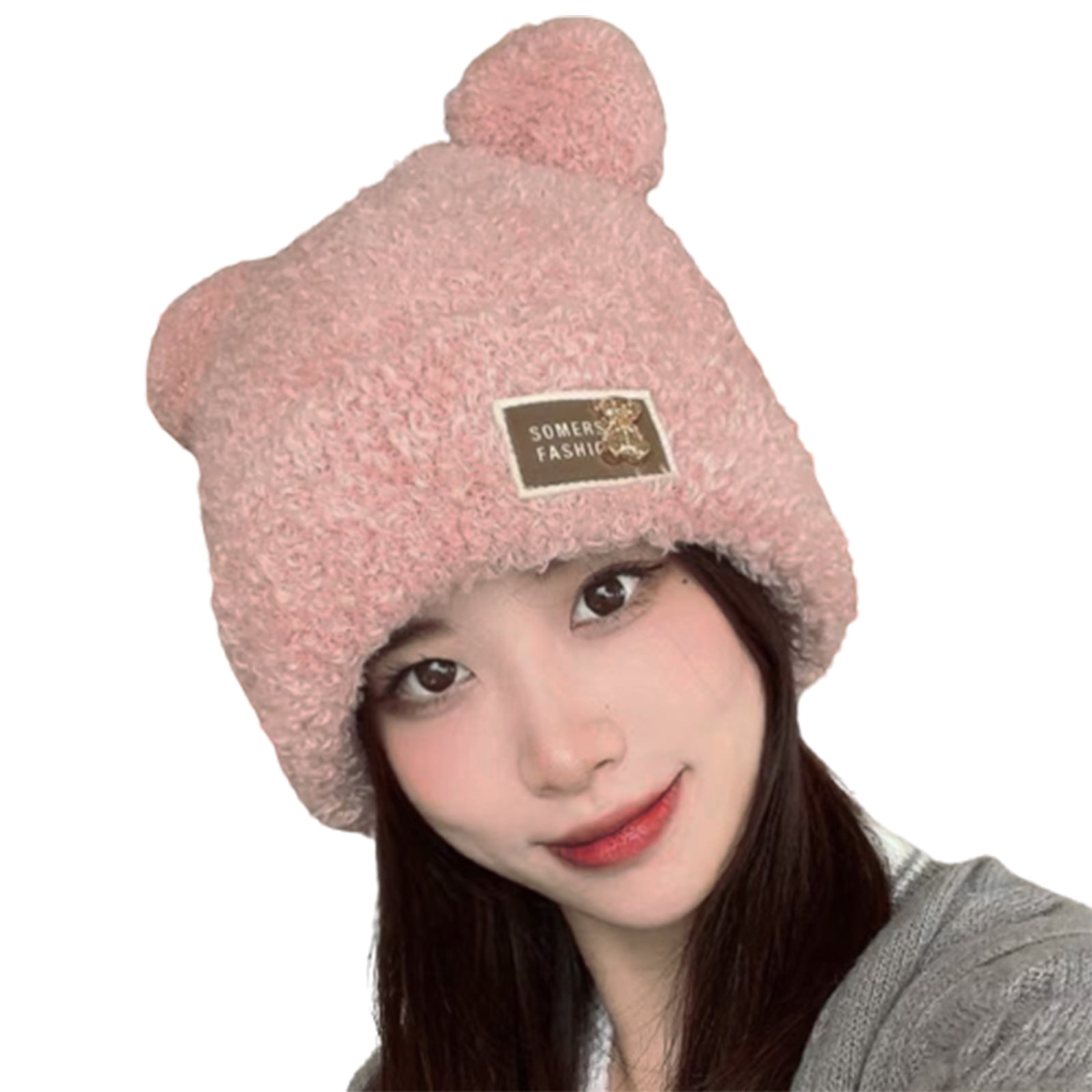 Cute Bear Ear Hat with 3D Bear Decals Winter Cycling Hiking Skiing Hat ...