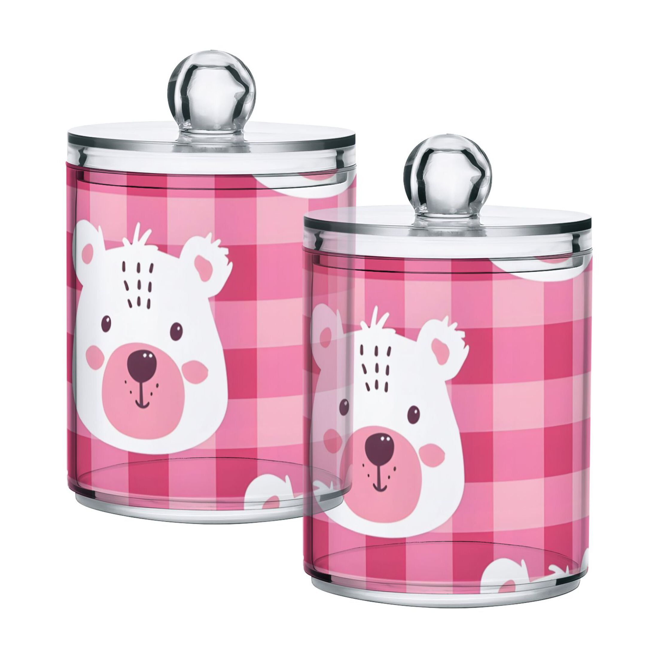 Cute Bear Faces Cartoon Translucent Plastic Cans Storage Canisters with ...