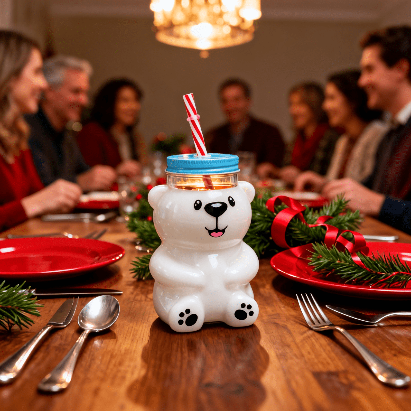 Cute Bear Glass Cold Cup 18.6oz, Iced Coffee Cup with Straw, Holiday ...