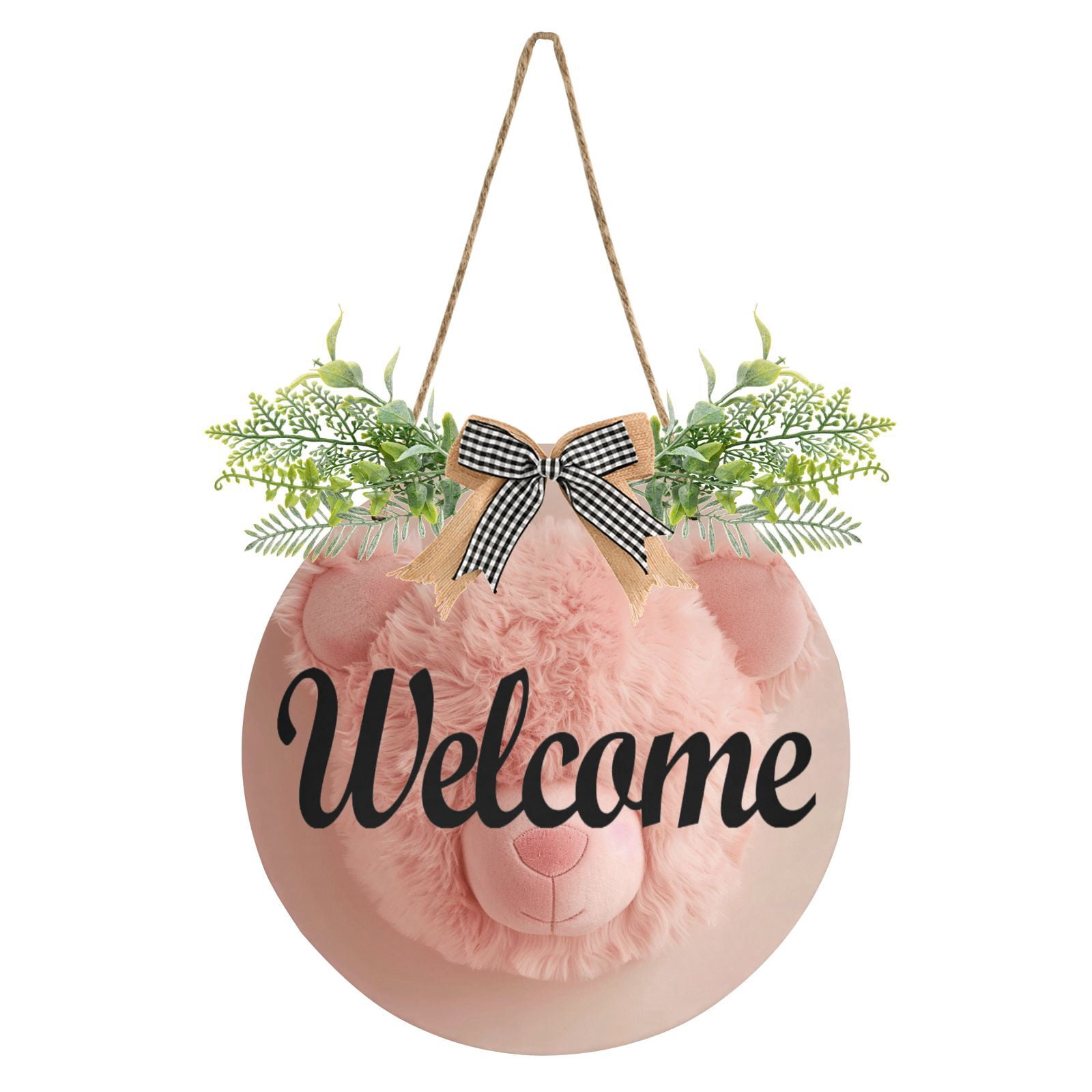 Cute Bear Head Welcome Sign for Front Door Wreath Door Sign for ...