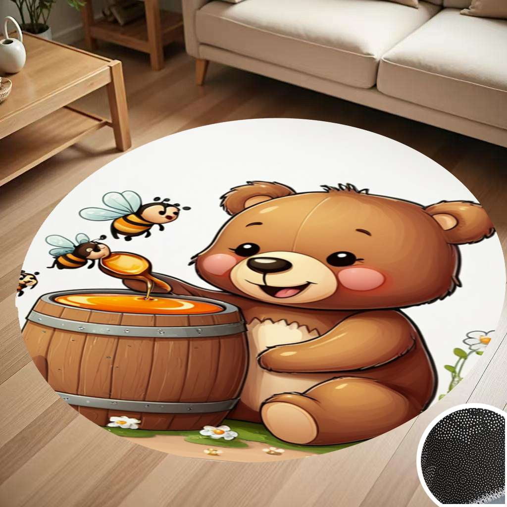 Cute Bear Honey Jar Round Carpet Living Room Bedroom Home Decoration ...