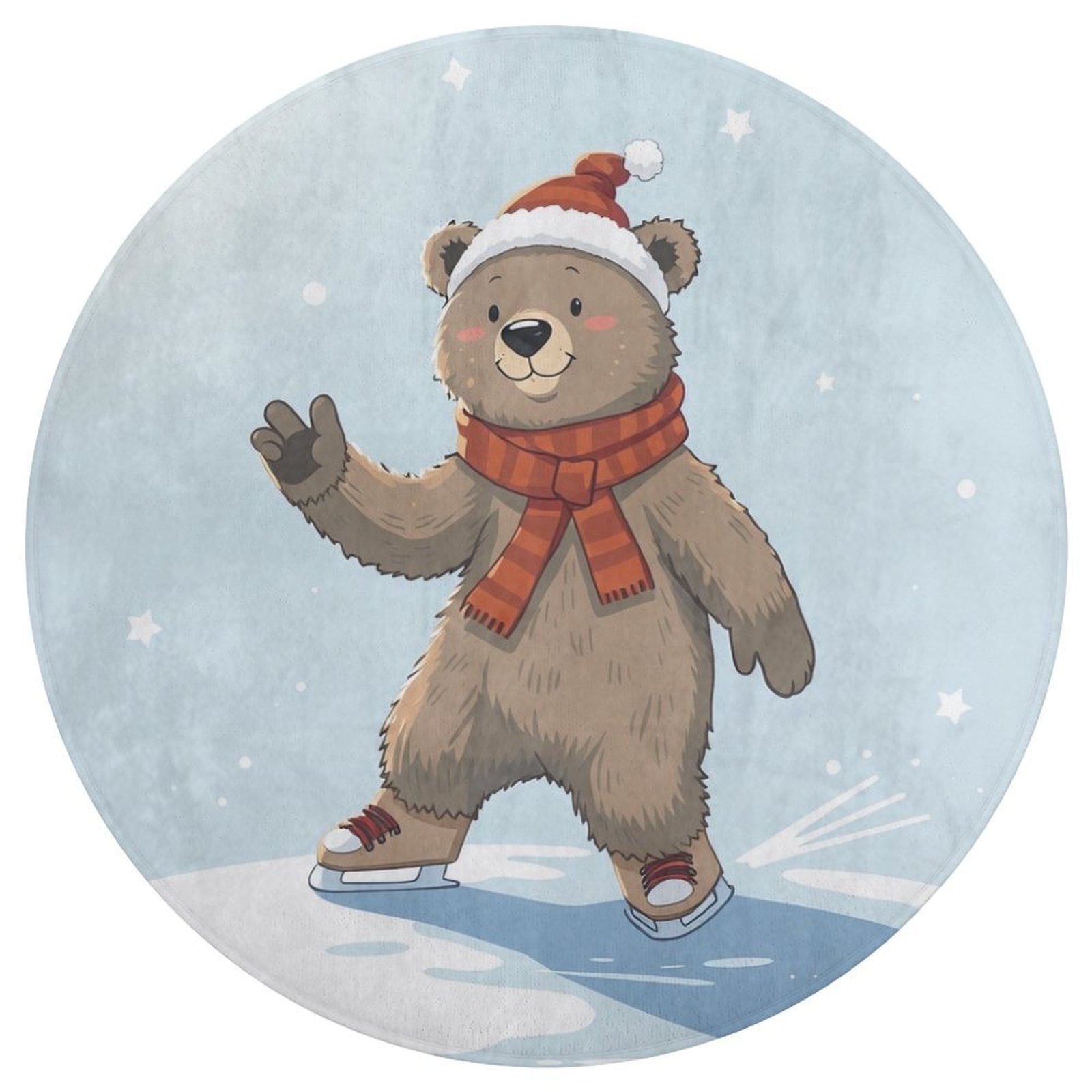 Cute Bear Ice Skating Rugs Trea Rugs Not-Slip Round Rugs Area Carpets ...