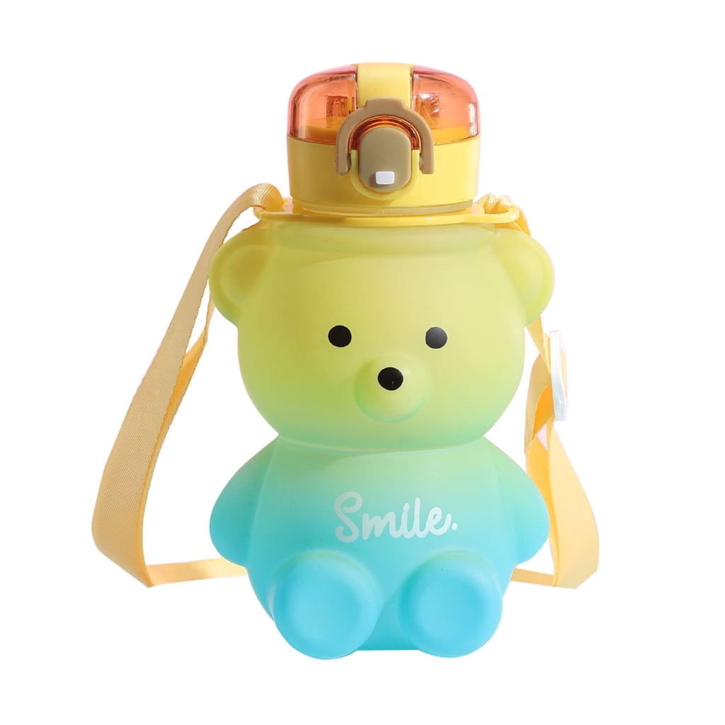 Cute Bear Kettle Straw Water Cup Summer Plastic Straw Drinking Cup Kids ...
