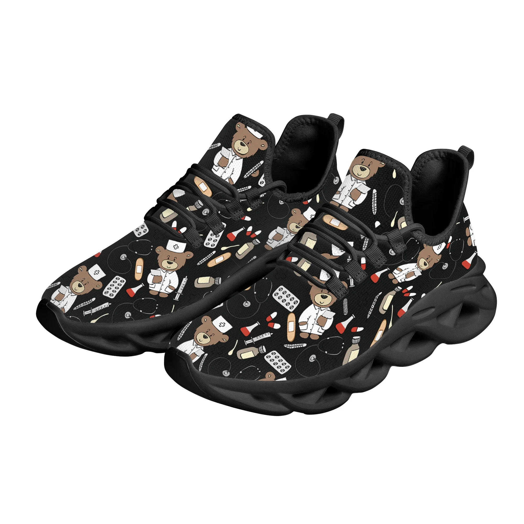 Cute Bear Nurse Women Sneakers White Nursing Shoes Cute Cartoon Nurse ...