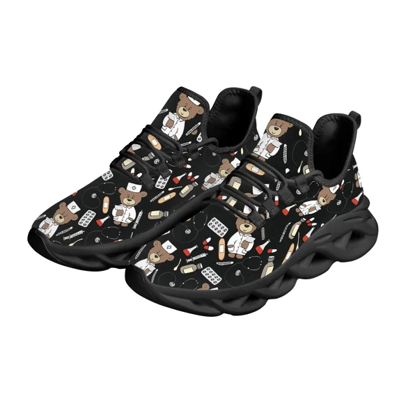 Cute Bear Nurse Women Sneakers White Nursing Shoes Cute Cartoon Nurse ...