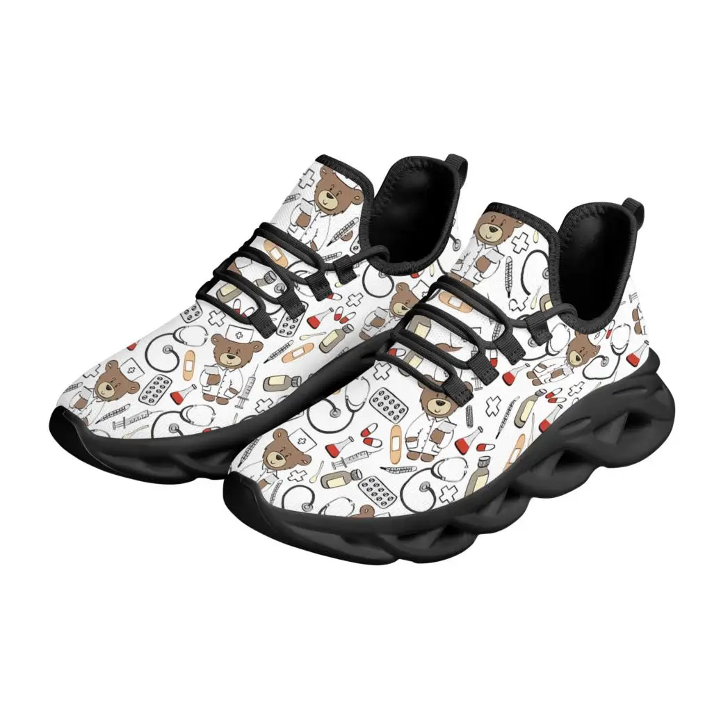 Cute Bear Nurse Women Sneakers White Nursing Shoes Cute Cartoon Nurse ...