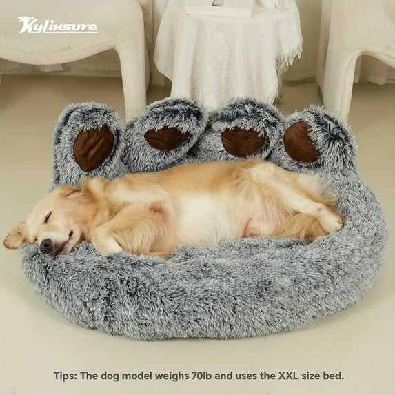 Cute Bear Paw Shaped Dog Bed and Cat Bed, Warm and Comfortable Soft ...