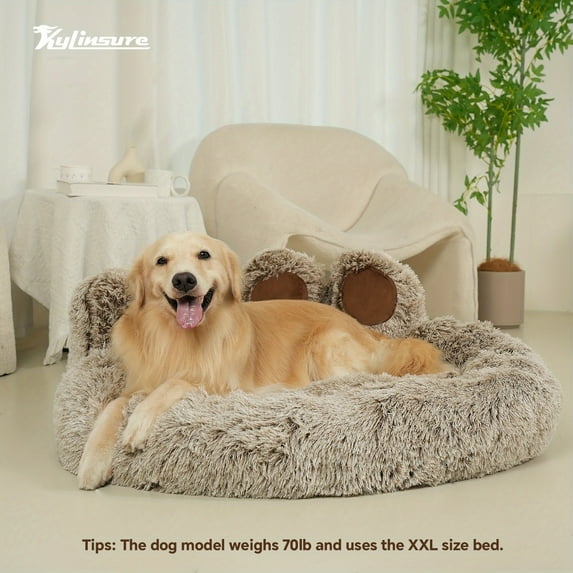 Cute Bear Paw Shaped Dog Bed and Cat Bed, Warm and Comfortable Soft ...