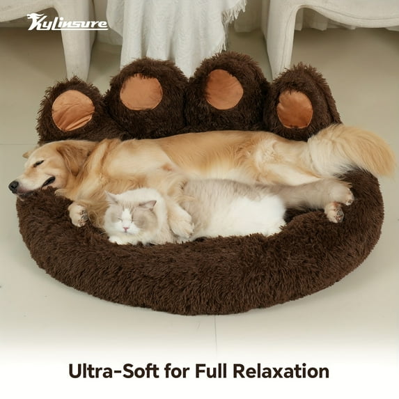 Cute Bear Paw Shaped Dog Bed and Cat Bed, Warm and Comfortable Soft ...