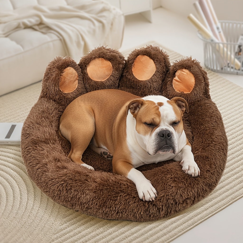 Cute Bear Paw Shaped Dog Bed and Cat Bed, Warm and Comfortable Soft ...