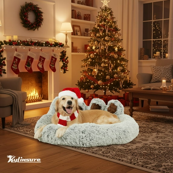 Cute Bear Paw Shaped Dog Bed and Cat Bed, Warm and Comfortable Soft ...