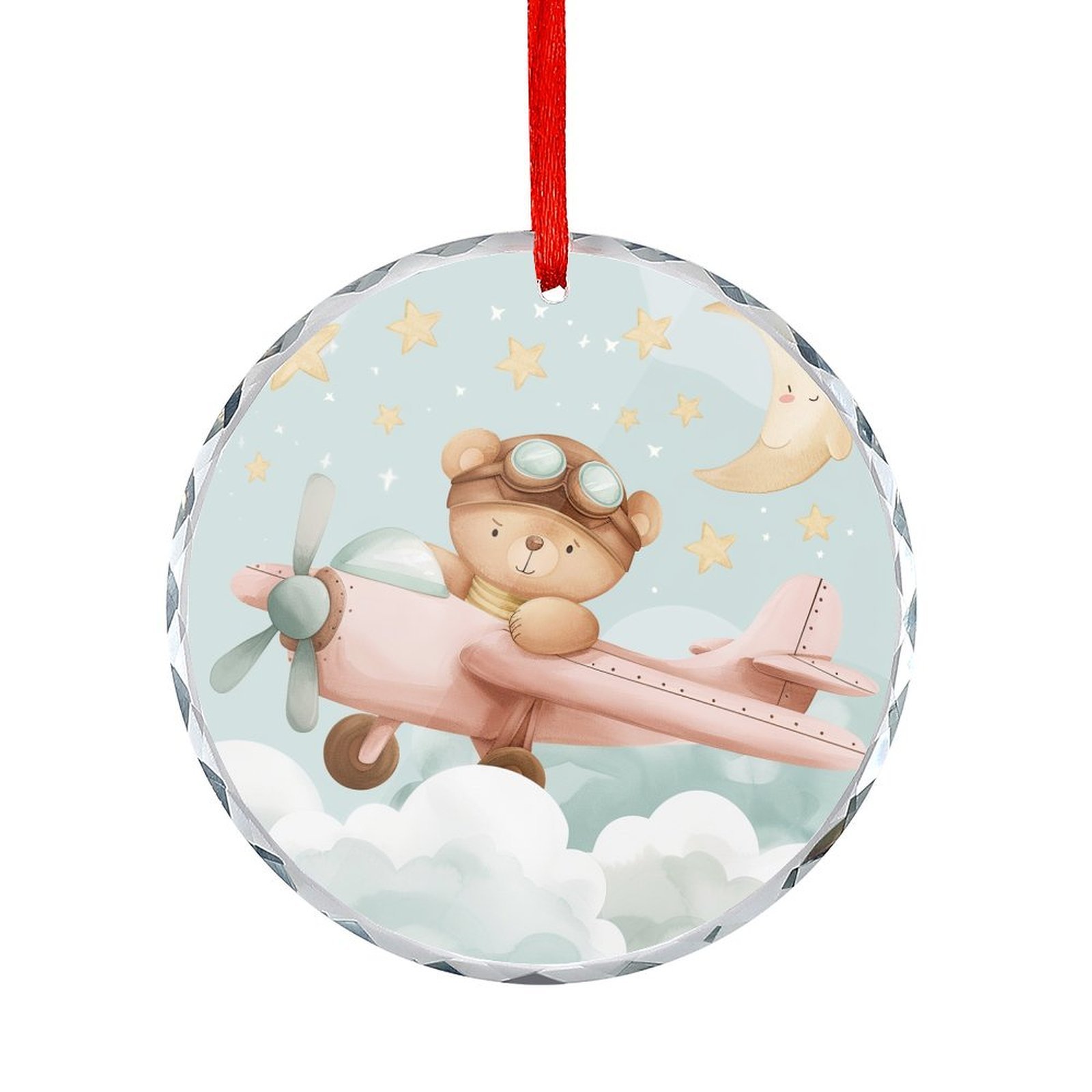 Cute Bear Pilot Flying in An Airplane Christmas Ornament Watercolor ...