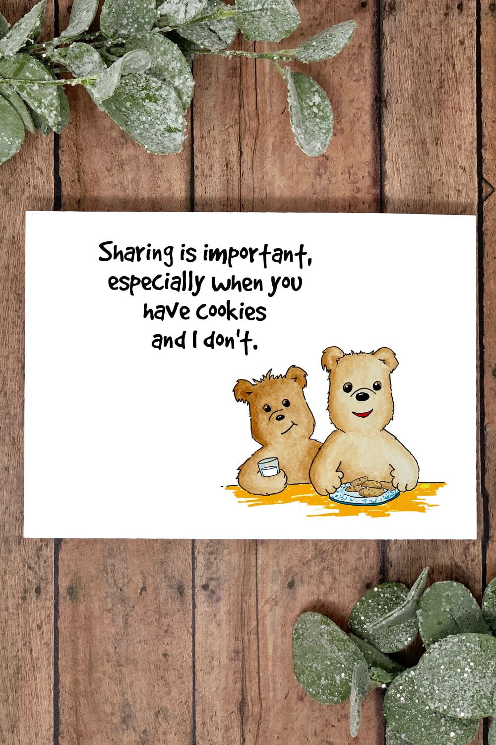 Cute Bear Sharing Card – "Sharing is Important" Design – Fun and ...