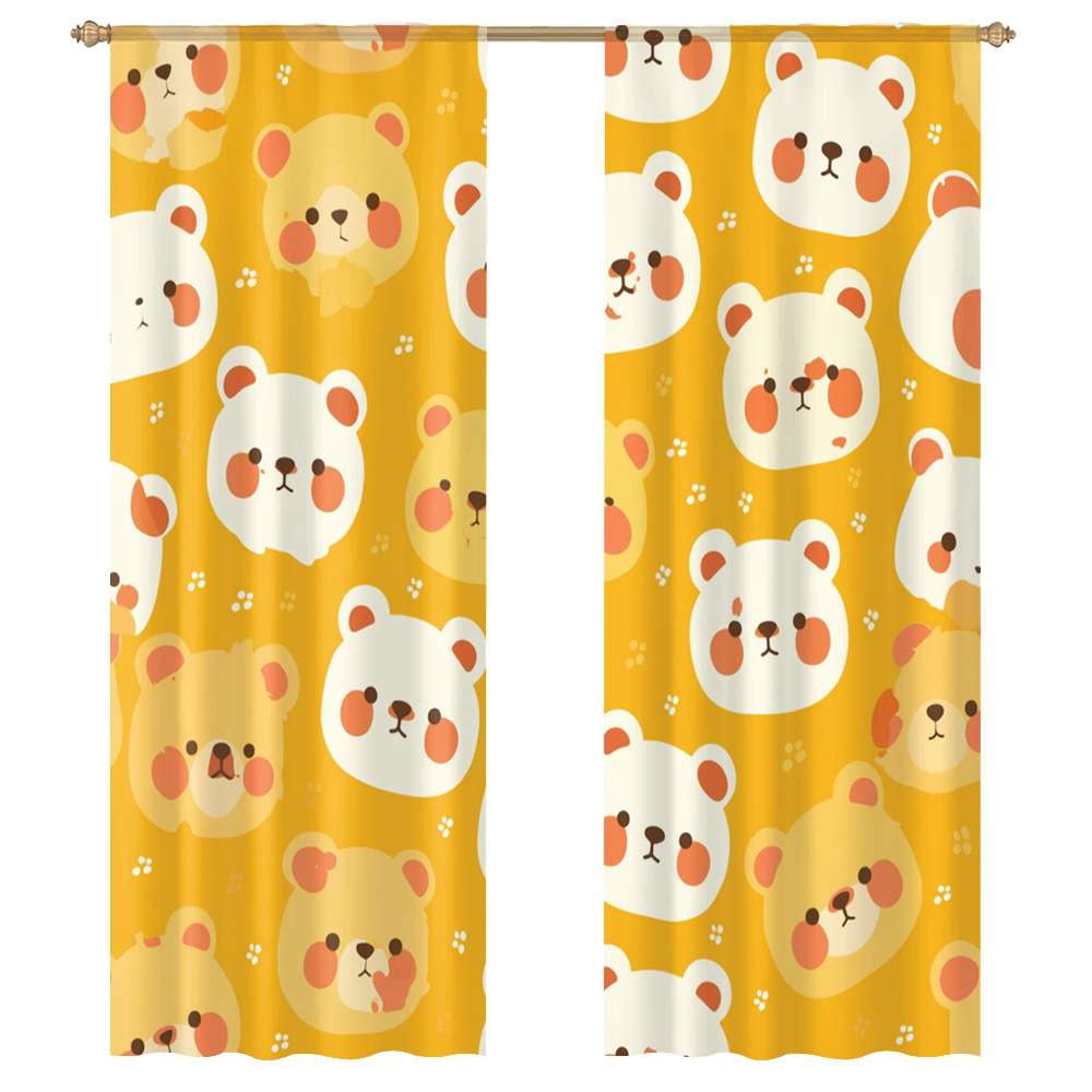 Cute Bear Sheer Voile Curtain Window Tulle Curtains For Living Room ...
