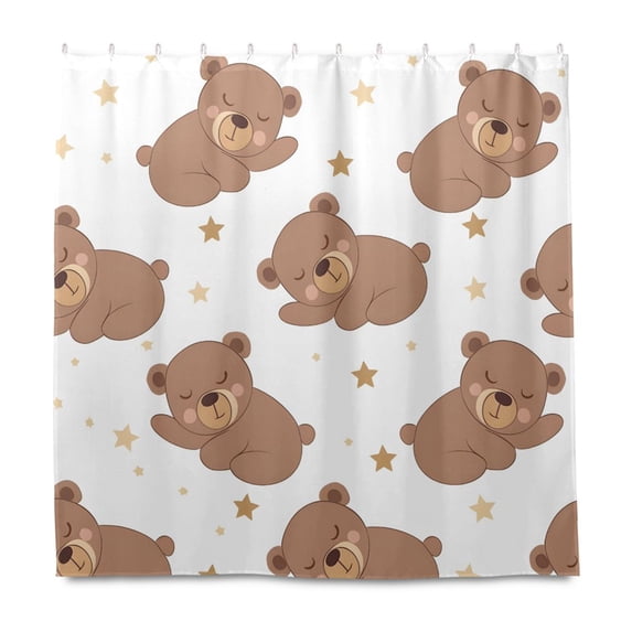 Cute Bear Sleeping Pattern Shower Curtain Liners Waterproof 72 Inch ...