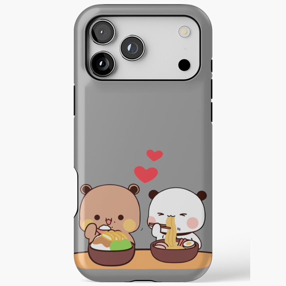 Cute Bear and Panda Eating Noodles Art Phone Case Compatible iPhone 17 ...
