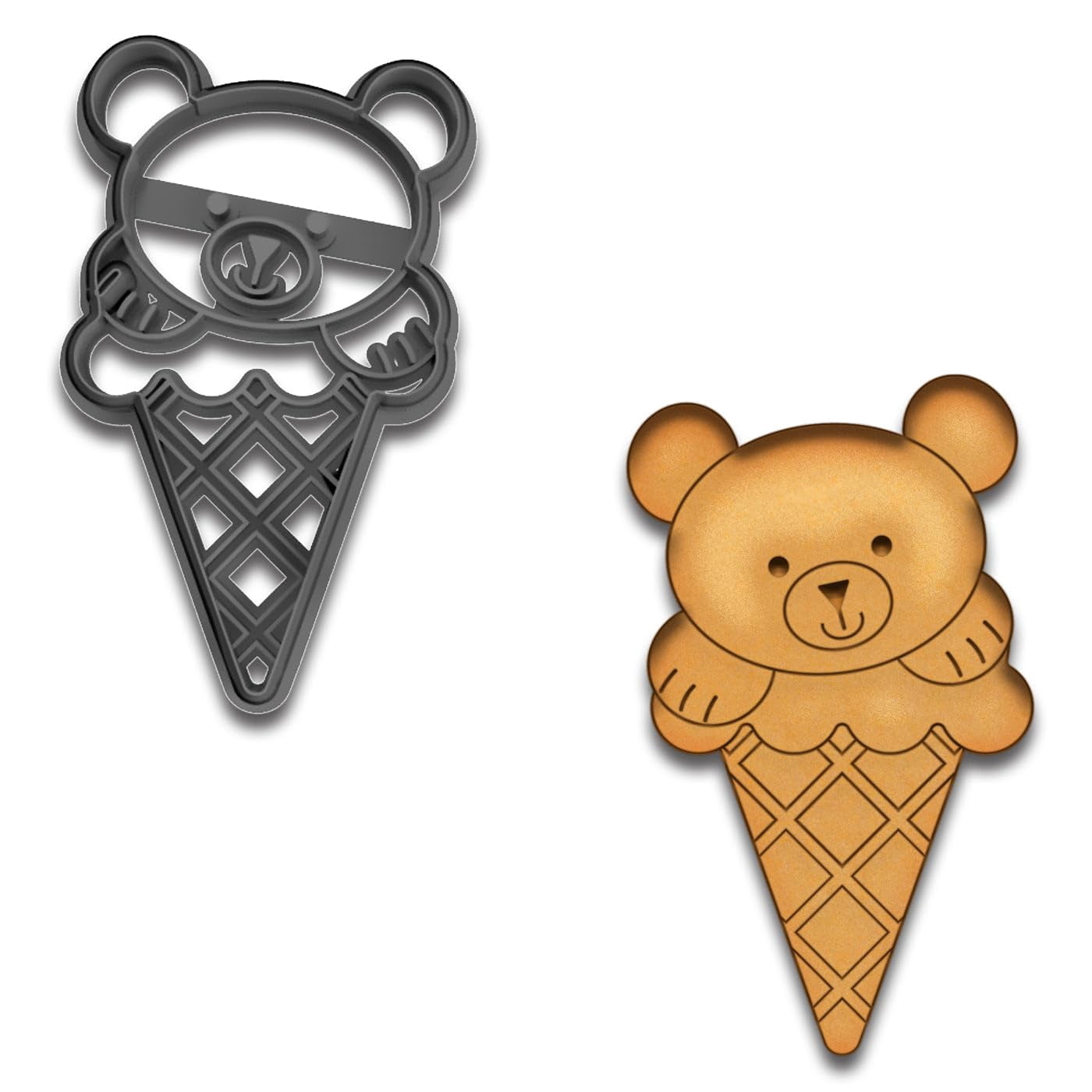 Cute Bear in Ice Cream Cone Cookie Cutter - 4x2.35", Animal-Themed ...