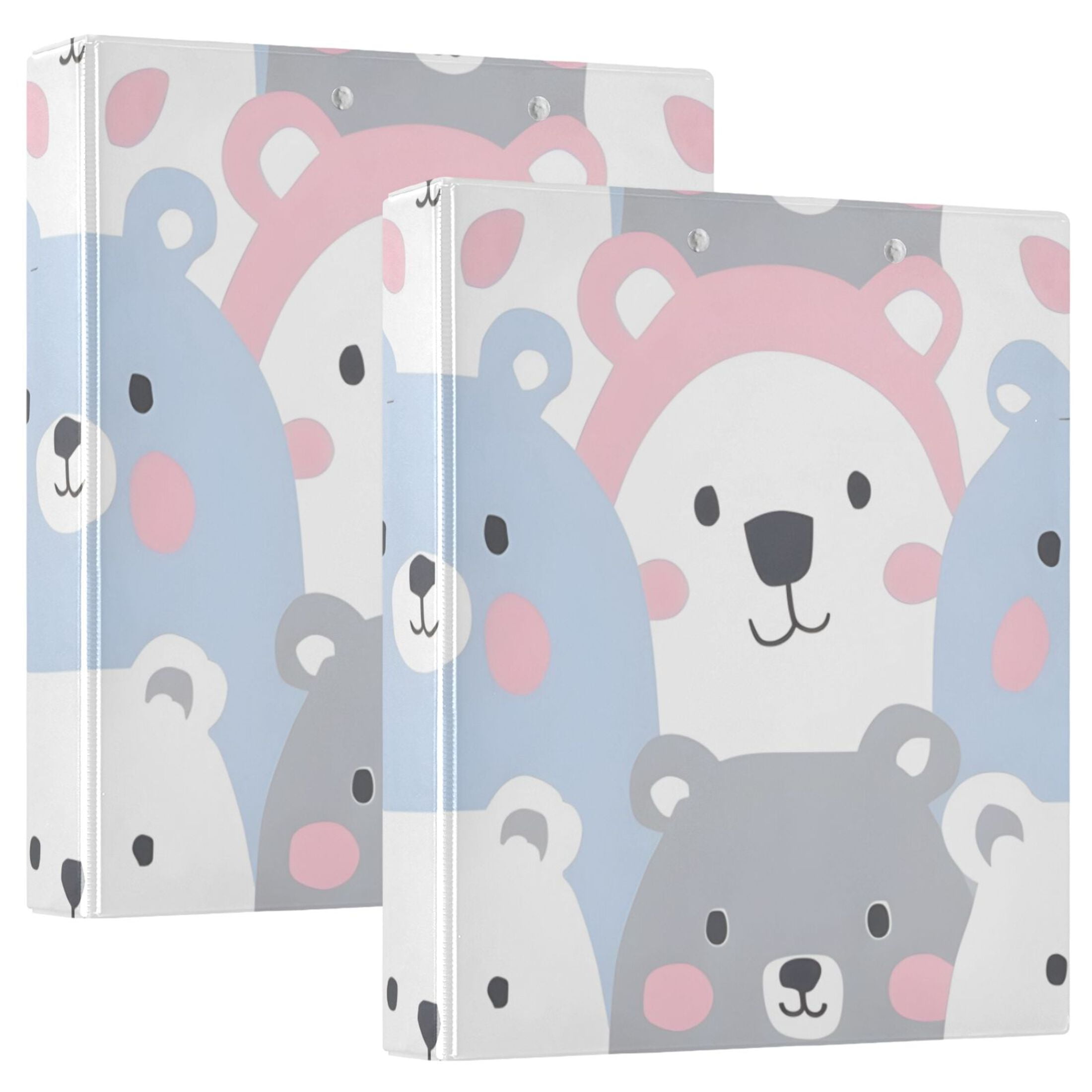 Cute Bears 3 Ring Binders 1.5 inch Hardcover File Folders with Interior ...