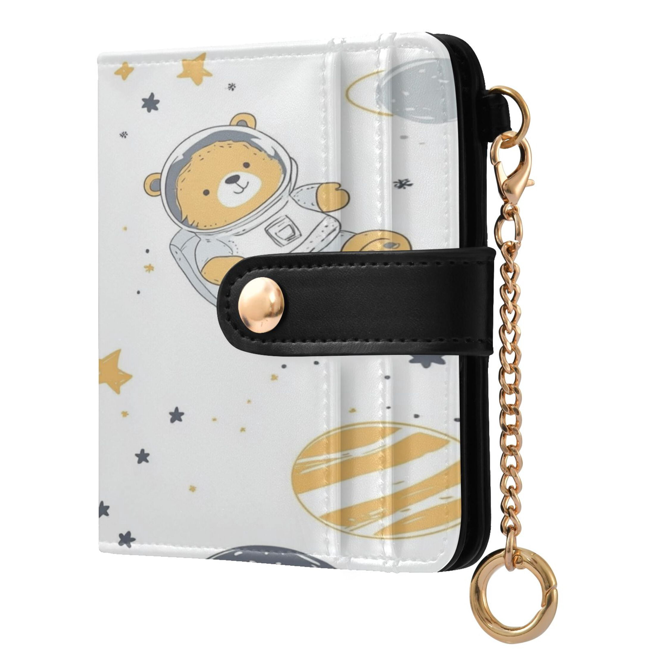 Cute Bears Astronaut Planets Stars Women's Wallet PU Leather Card Cases ...