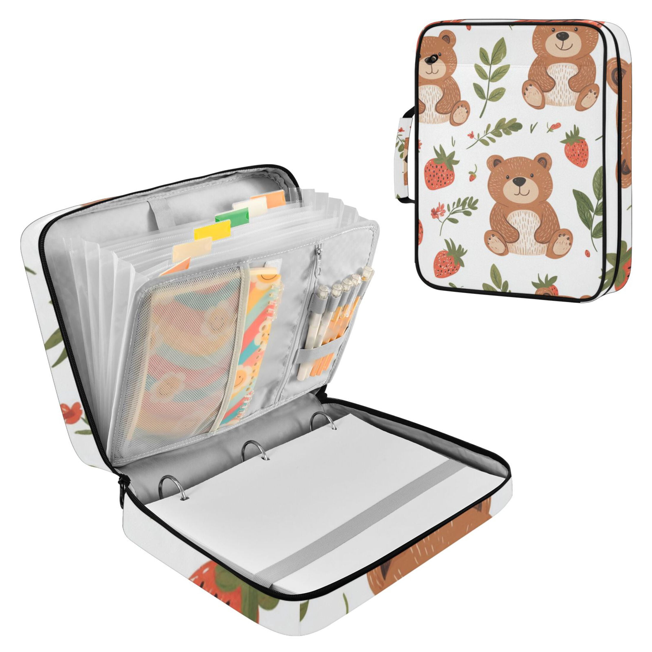 Cute Bears with Leaves Strawberries Accordion File Organizer Expanding ...
