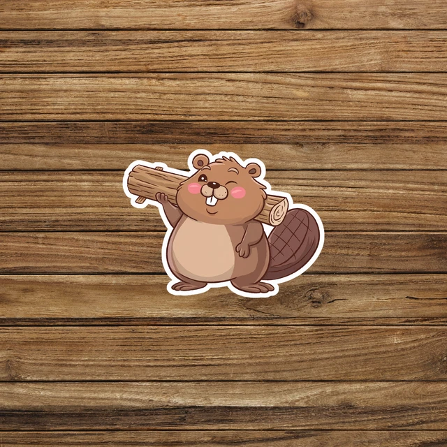 Cute Beaver Sticker - Adorable Animal Vinyl Decal For Laptops, Water ...