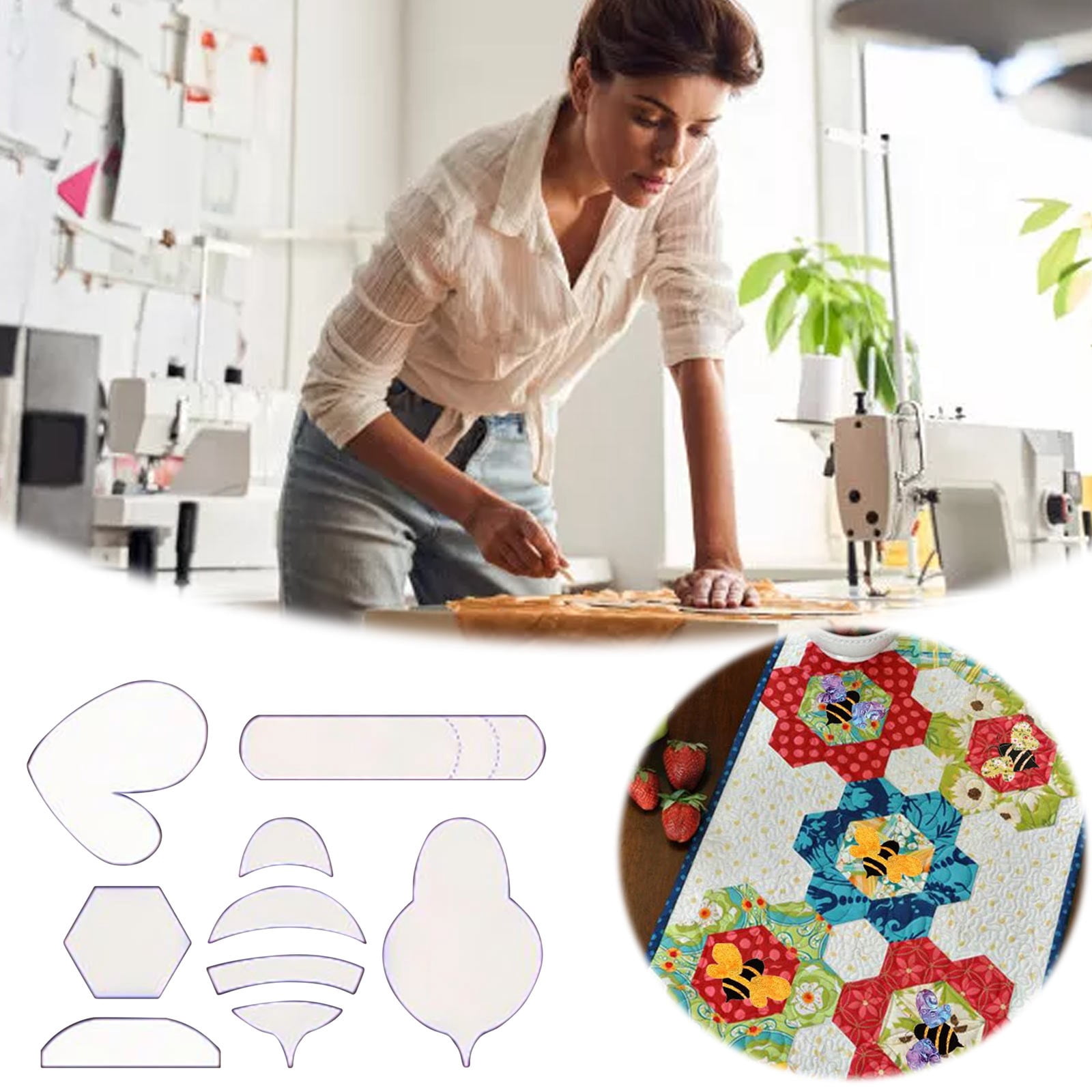 Cute Bee Acrylic Sewing Templates Set for Quilting and Embroidery, 3 ...