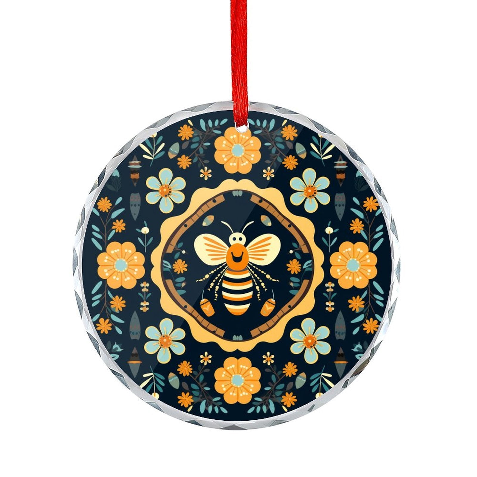 Cute Bee And Flower Crystal Glass Christmas Ornament Animal Lovers ...