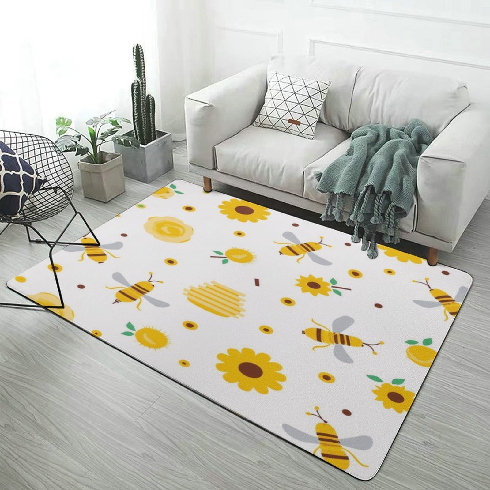 Cute Bee And Flower Pattern Carpet for Home Decoration Rugs Soft Carpet ...