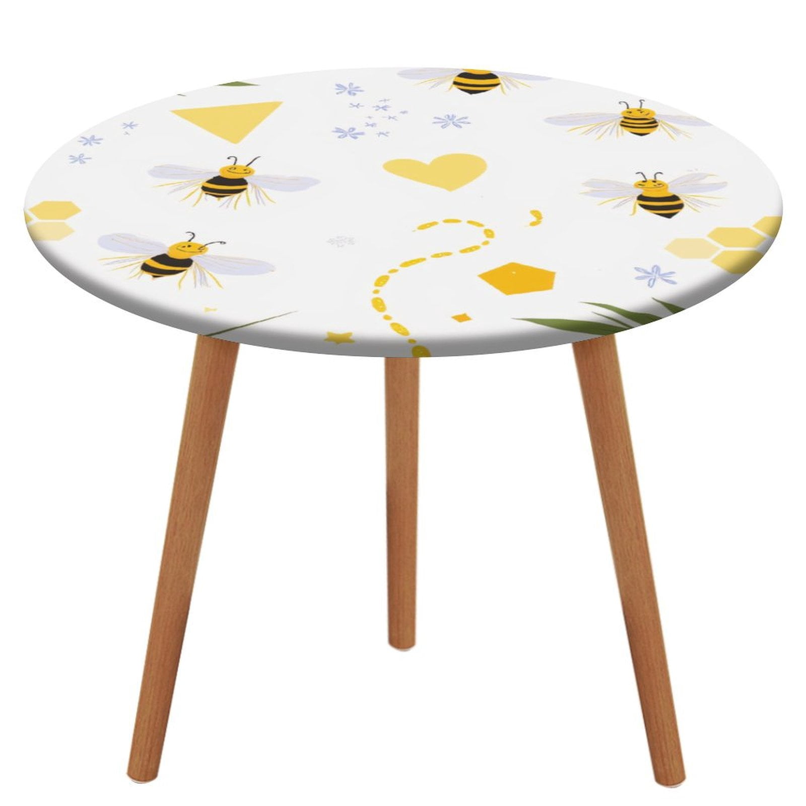Cute Bee And Honeycomb Pattern Pattern Round Tablecloth Waterproof ...