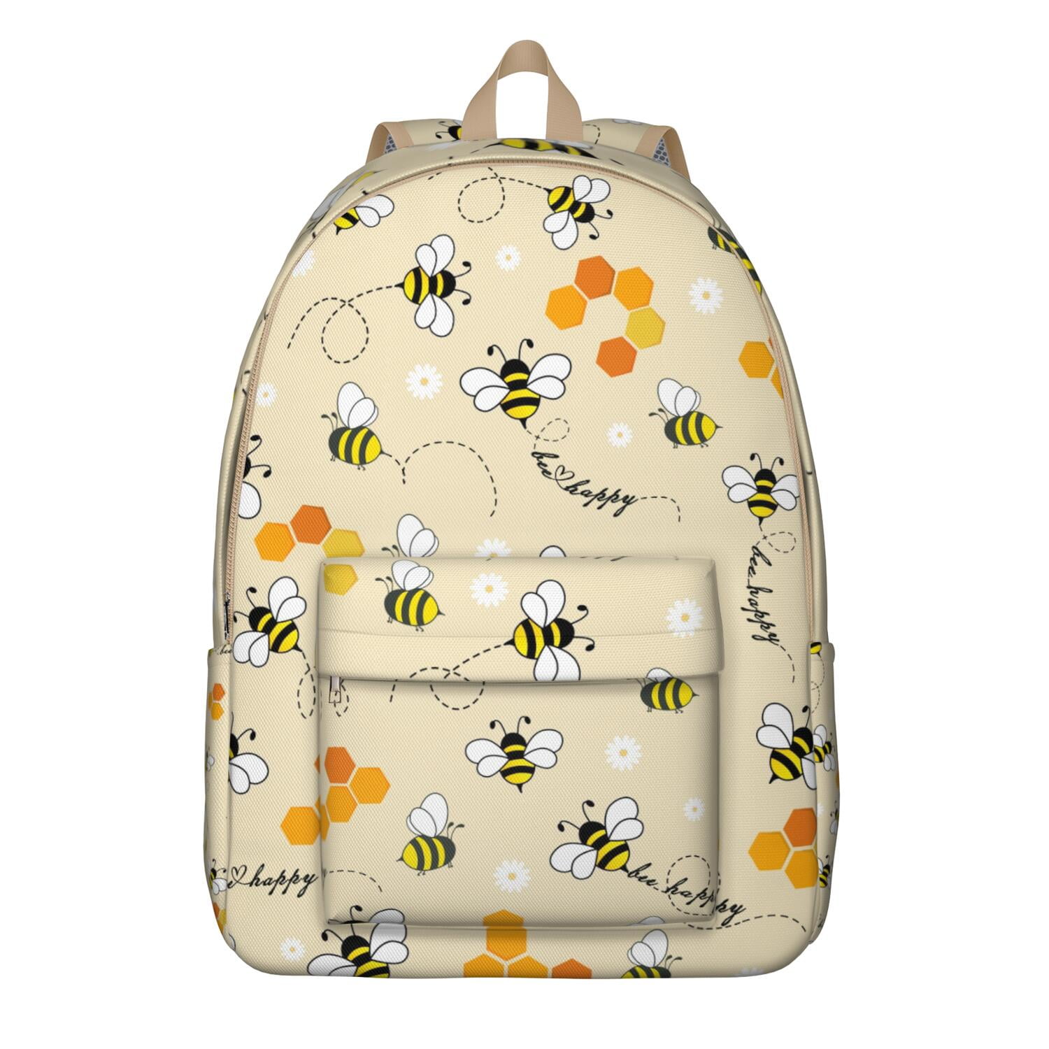 Cute Bee Backpack – Cartoon Honeybee Print Pattern School Bookbag for ...