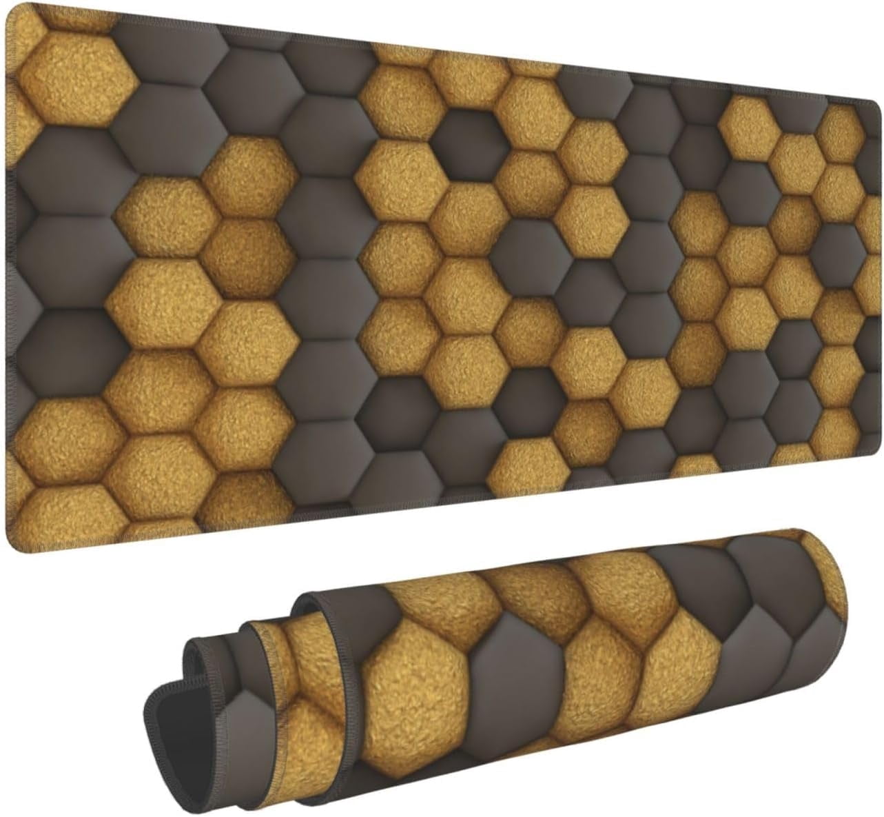 Cute Bee Beehive Honeycomb Fun Cool Yellow Grey Large Mouse Pad ...