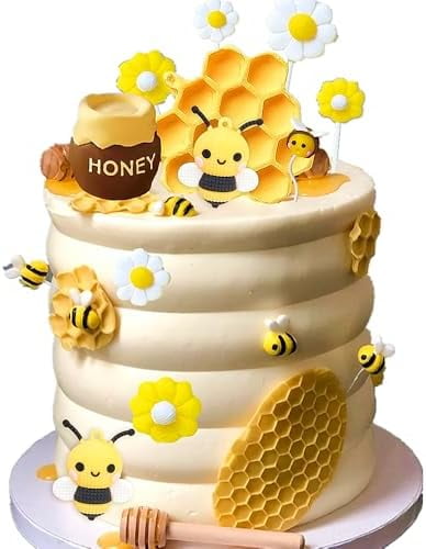 Cute Bee Cake Decorations Honey Comb Decorations Bee Cupcake Toppers ...
