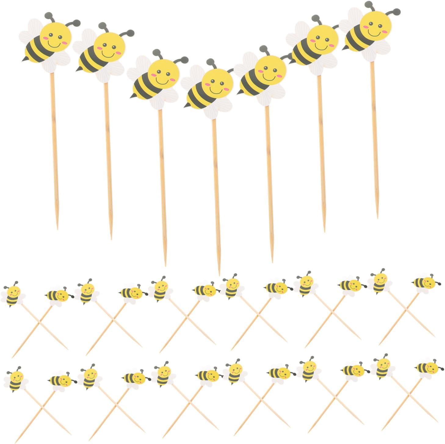 Cute Bee Cake Picks 60pcs Bee Shape Decorations for Birthday Cake ...