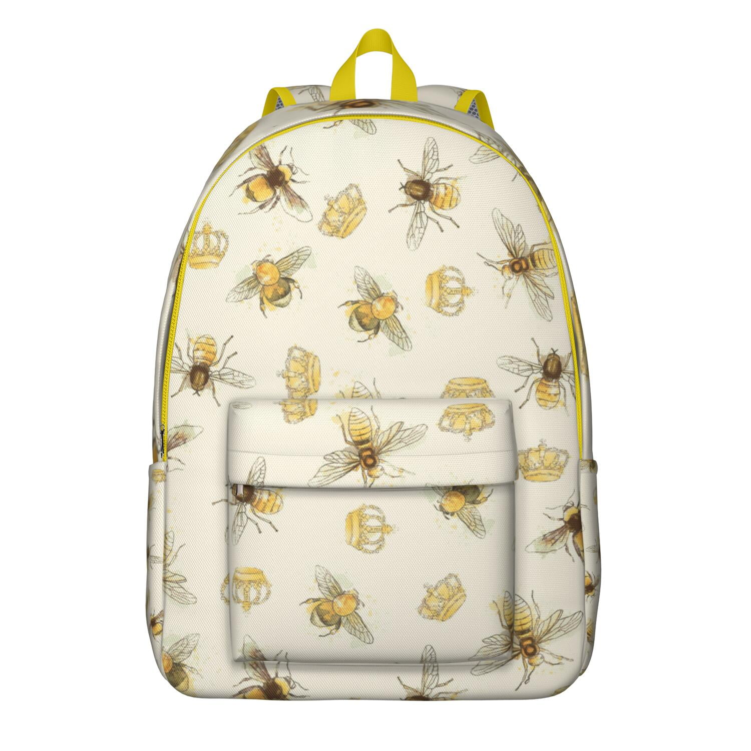 Cute Bee Hive Backpack – Honeycomb Pattern Bookbag with Queen Bee and Honey Design for Bee Fans ...