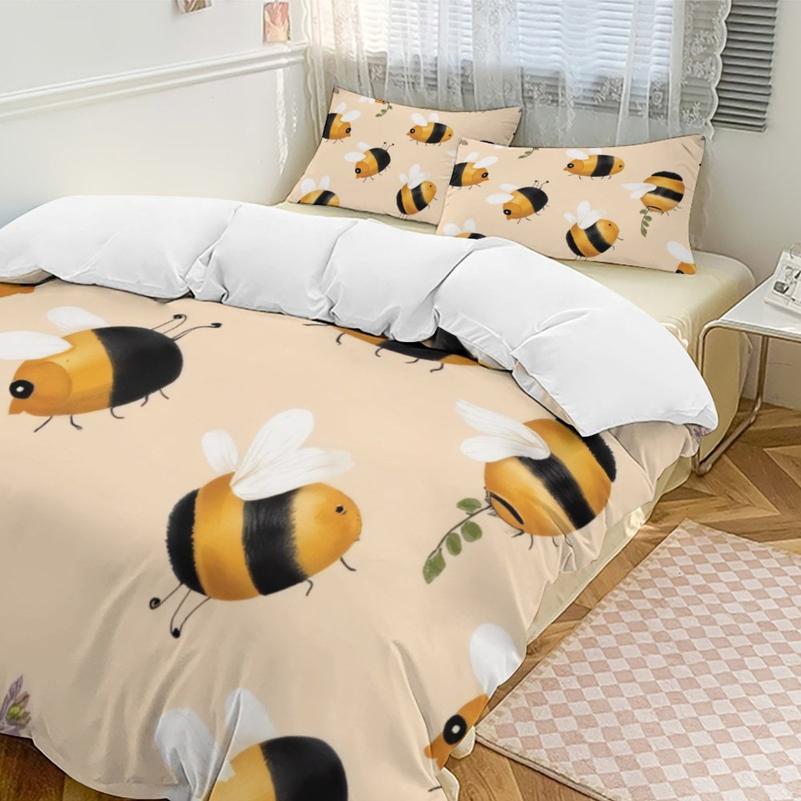 Cute Bee Pattern 3D Duvet Cover Set Quilt Cover Theme of teenager for ...