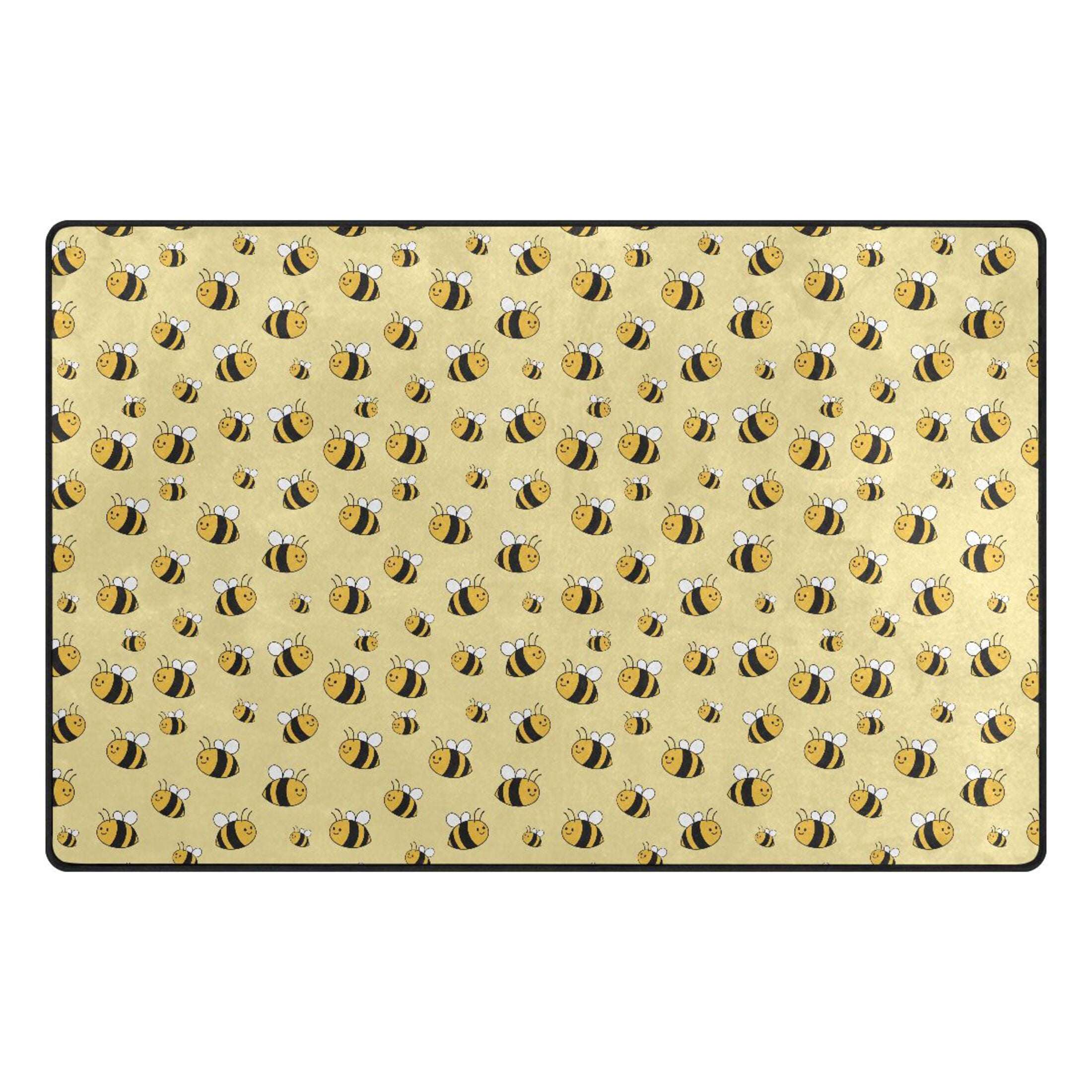 Cute Bee Pattern Memory Foam Area Rug 60"x39" Non Slip, Absorbent, Fade ...
