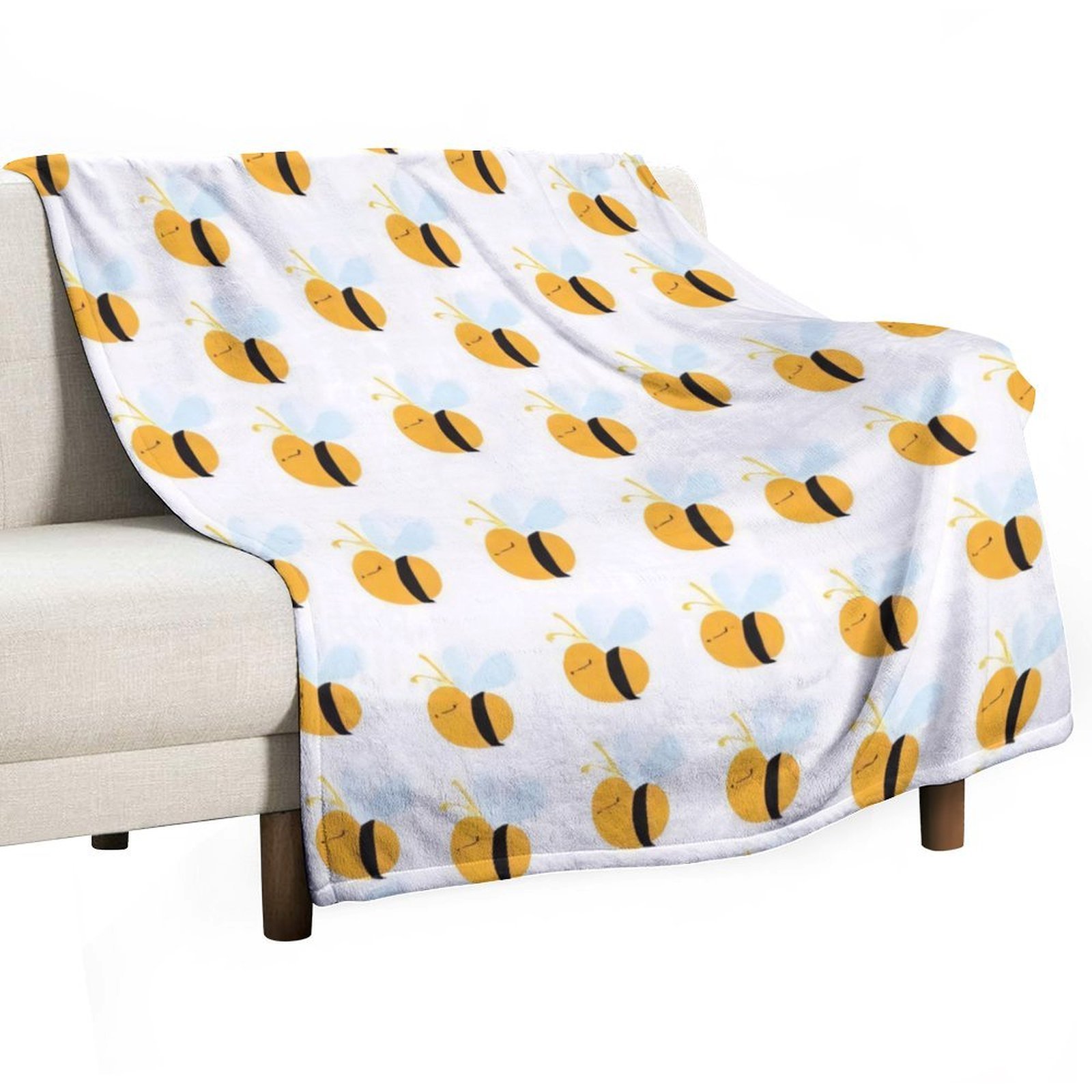 Cute Bee Pattern Print Throws Blankets for Sofa Bed Winter Plush Warm ...