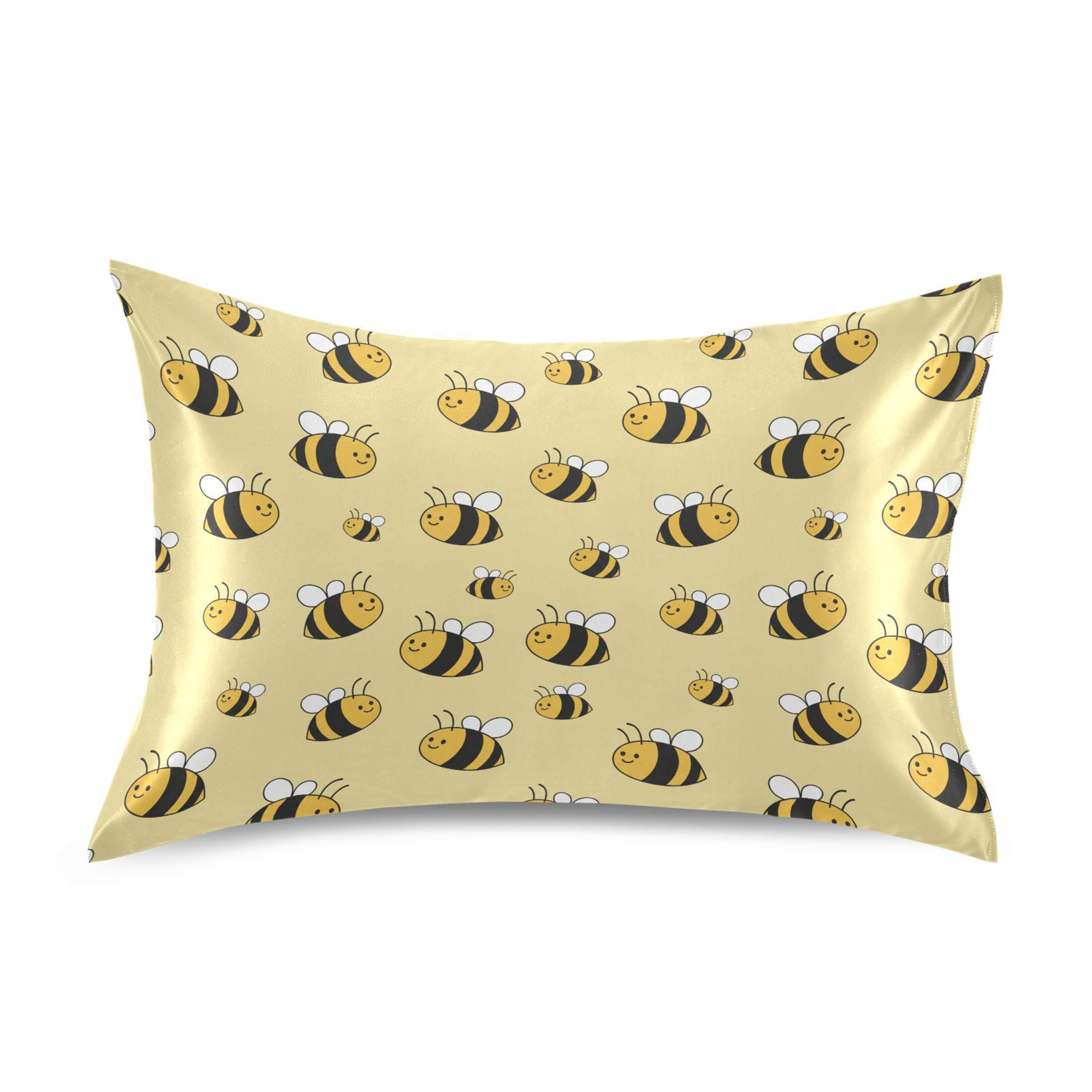 Cute Bee Pattern Queen Size Satin Pillowcase 30''x20'' Double-Sided ...