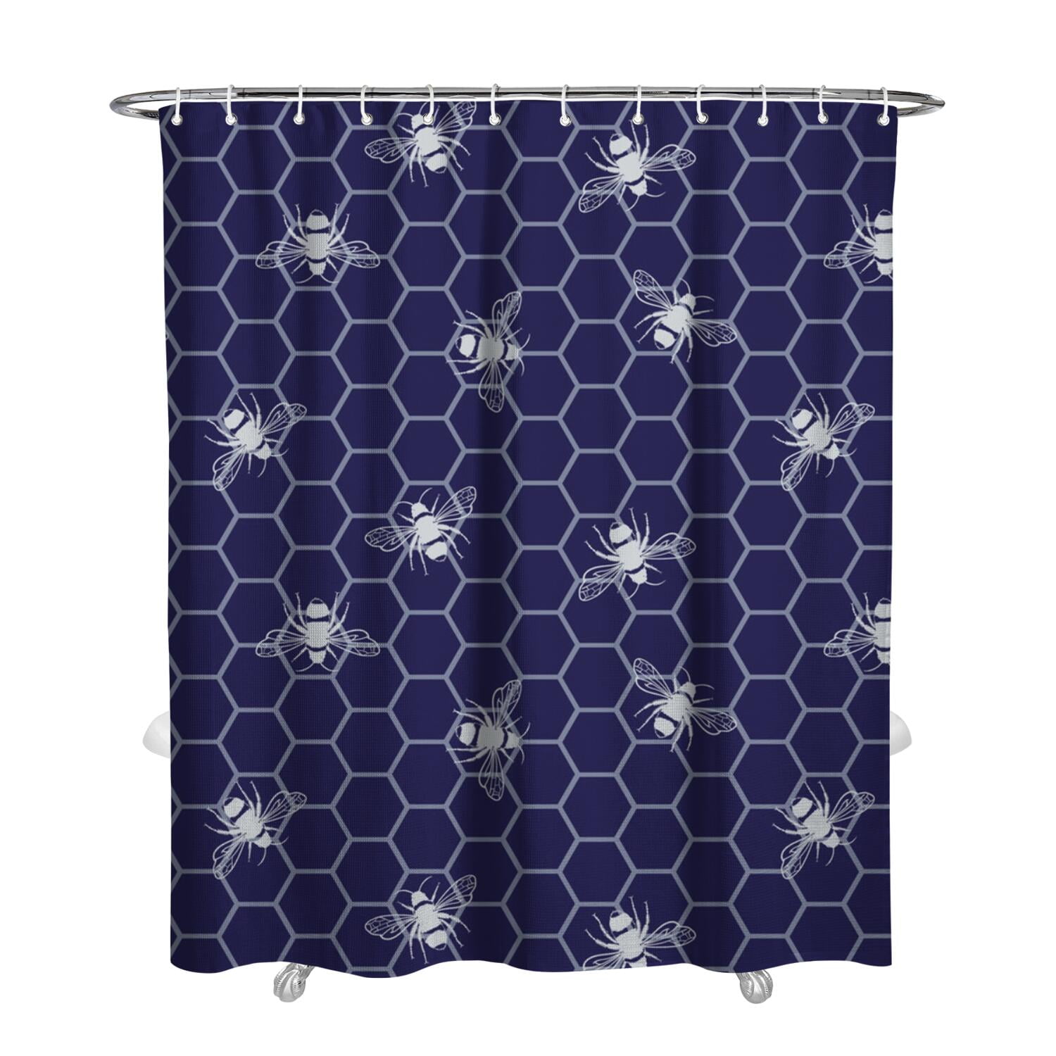 Cute Bee Shower Curtain for Bathroom - Honey & Hive Cartoon Design ...