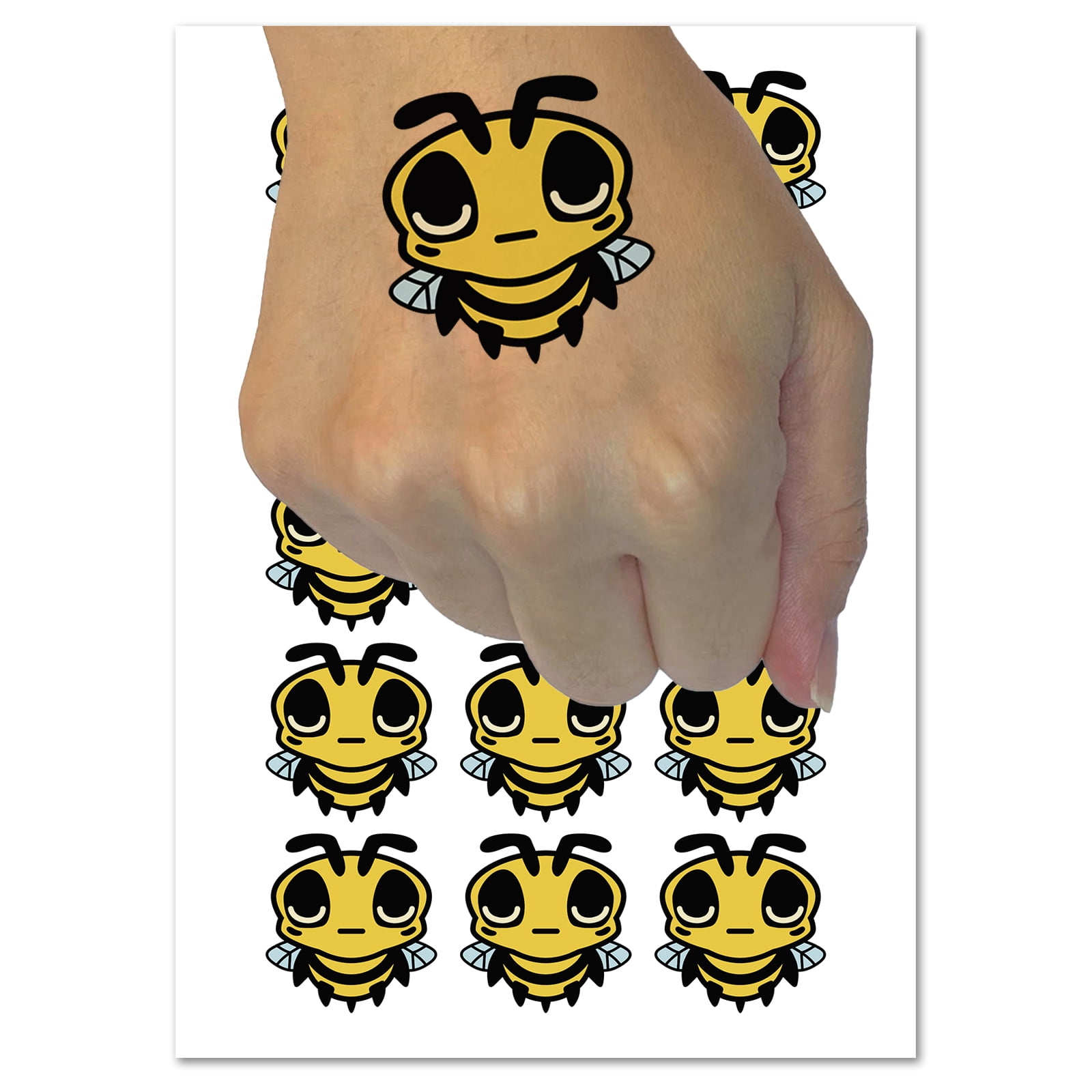 Cute Bee Sleepy Water Resistant Temporary Tattoo Set Fake Body Art ...